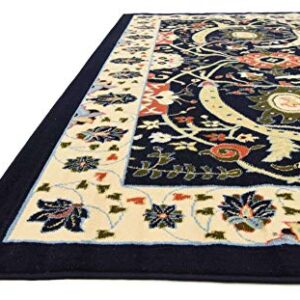 Unique Loom Espahan Collection Area Rug - Cape Cod (7' 10" Square, Navy Blue/ Black)