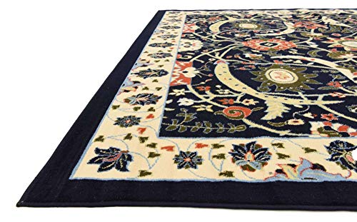 Unique Loom Espahan Collection Area Rug - Cape Cod (7' 10" Square, Navy Blue/ Black)