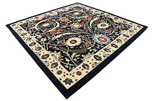 Unique Loom Espahan Collection Area Rug - Cape Cod (7' 10" Square, Navy Blue/ Black)