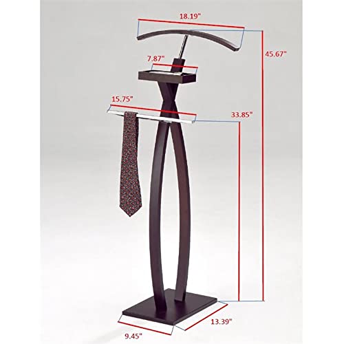 Pilaster Designs Modern Walnut Wood & Chrome Metal Chert Suit Rack Clothes Valet Stand