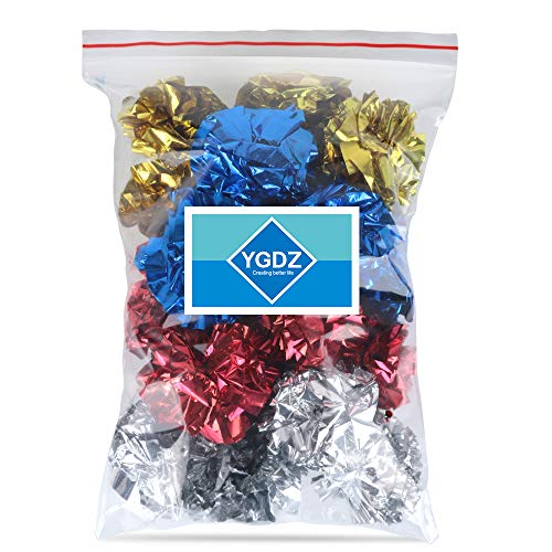 YGDZ Crinkle Cat Balls Toys, 20 Pack Original Mylar Cat Crinkle Balls Glitter Indoor Cat Kitten Toys, Interesting Crinkly Sounds