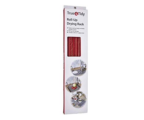 True & Tidy, Multi-Purpose Over The Sink Roll-Up Drying Rack, DR-881, Red