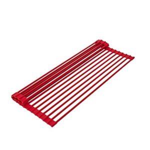 True & Tidy, Multi-Purpose Over The Sink Roll-Up Drying Rack, DR-881, Red