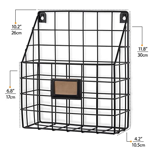 Wall35 Rivista File Holder Home Office Desk Organizer, Chicken Wire Mail Organizer and Magazine Holder, Metal, Black