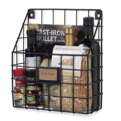 Wall35 Rivista File Holder Home Office Desk Organizer, Chicken Wire Mail Organizer and Magazine Holder, Metal, Black