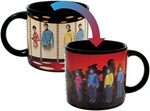 star trek transporter heat changing mug - add coffee or tea and kirk, spock, mccoy and uhura appear on the planet's surface - comes in a fun box,14 oz