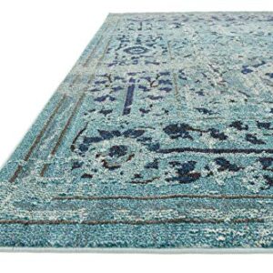 Unique Loom Medici Collection Vintage Botanical Traditional Light Blue Square Rug (8' 0 x 8' 0)