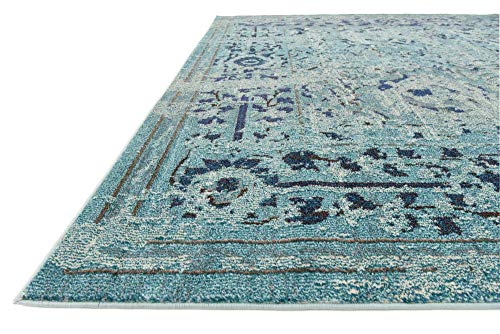 Unique Loom Medici Collection Vintage Botanical Traditional Light Blue Square Rug (8' 0 x 8' 0)