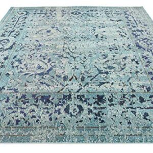 Unique Loom Medici Collection Vintage Botanical Traditional Light Blue Square Rug (8' 0 x 8' 0)