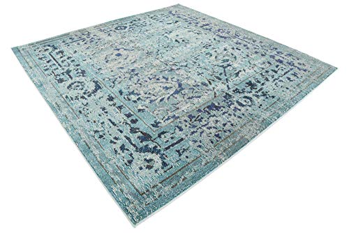 Unique Loom Medici Collection Vintage Botanical Traditional Light Blue Square Rug (8' 0 x 8' 0)