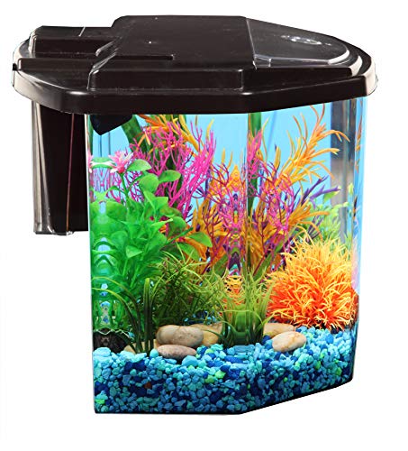 Koller Products Plastic 3-Gallon Aquarium Starter Kit with 7 Colors LED Lighting and Complete Filtration, Ideal for a Variety of Tropical Fish , Betta Fish, Tropical Fish, Cichlids, Ornamental Shrimp