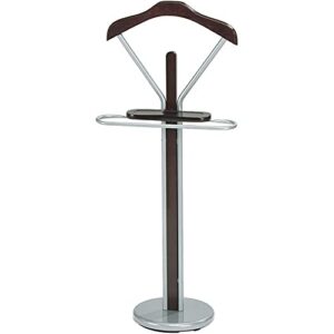 pilaster designs modern frewyn suit & tie valet stand clothing rack, walnut wood & chrome metal