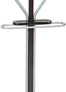 Pilaster Designs Modern Frewyn Suit & Tie Valet Stand Clothing Rack, Walnut Wood & Chrome Metal