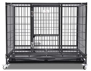 homey pet 43" stackable heavy duty cage w/feeding door, casters and tray