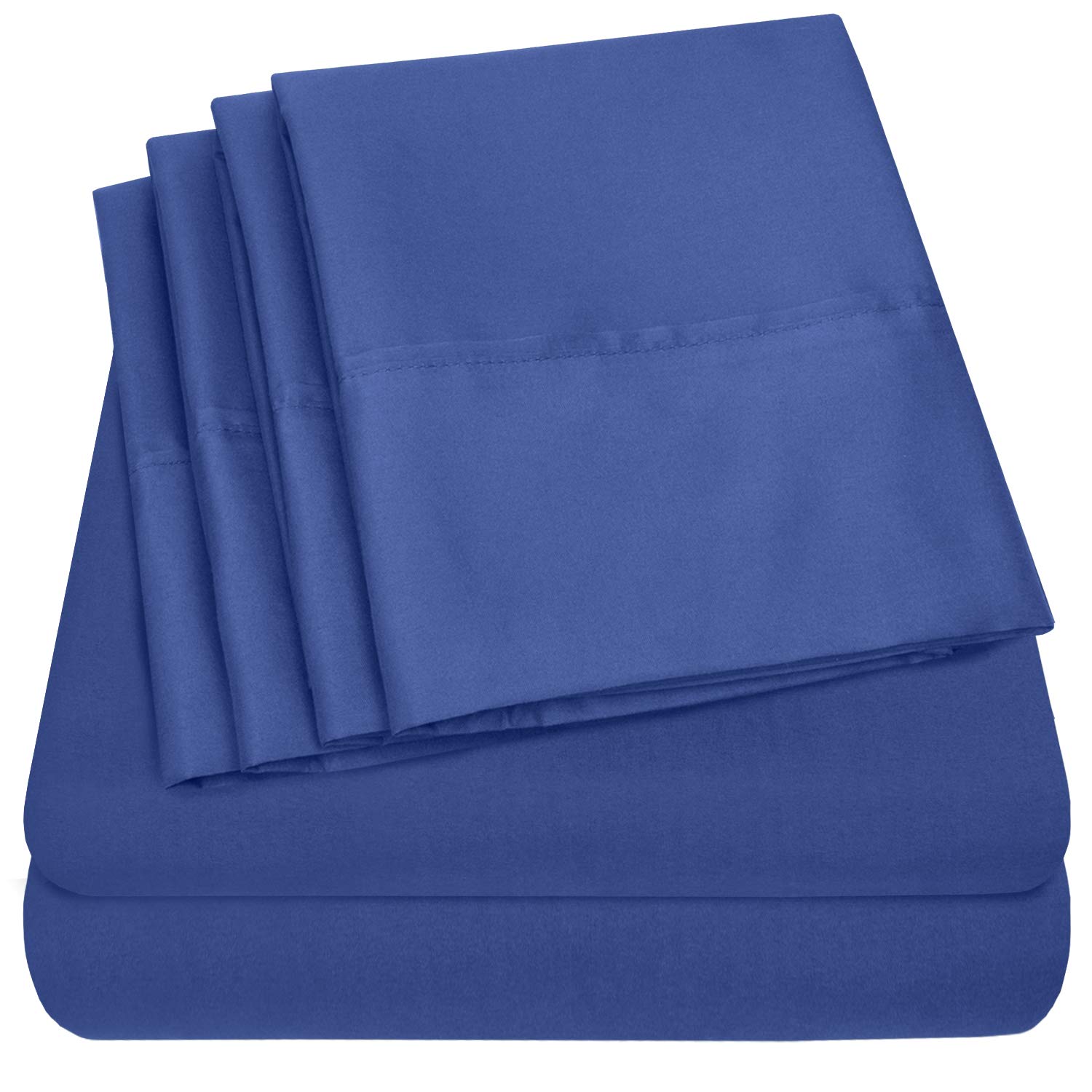 Sweet Home Collection 6Piece 1500 Threadcount Egyptian Quality Deep Pocket Bed Sheet Set - 2 Extra Pillow Cases, Great Value - Queen, Royal Blue