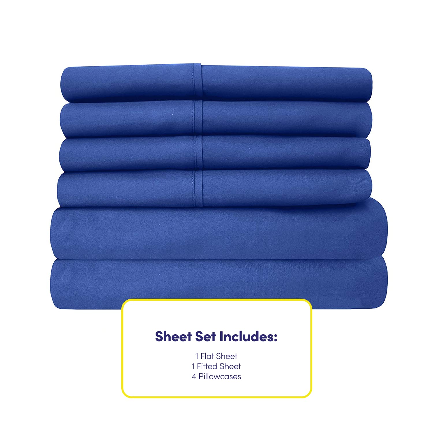 Sweet Home Collection 6Piece 1500 Threadcount Egyptian Quality Deep Pocket Bed Sheet Set - 2 Extra Pillow Cases, Great Value - Queen, Royal Blue