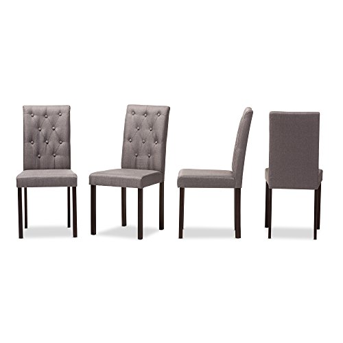 Baxton Studio Gardner Modern and Contemporary Dark Brown Finished Grey Fabric Upholstered Dining Chair