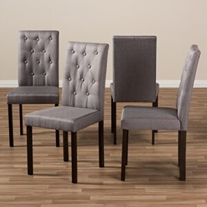 Baxton Studio Gardner Modern and Contemporary Dark Brown Finished Grey Fabric Upholstered Dining Chair