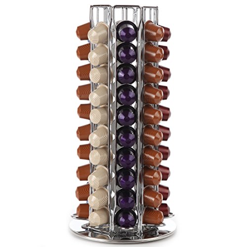 Lily's Home Coffee Capsules Holder Carousel Compatible with Nespresso Coffee Pods. Holds 80 Nespresso Pods - Chrome. IMPORTANT - This holder does NOT hold K-Cup capsules or the Vertuoline Capsules.