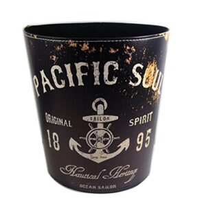 kiaotime waste bin - vintage rustic decorative anchor design waste paper basket for bedroom, kitchen,bathroom, office or studio trash can garbage wastebasket rubbish bin, black color (anchor design)