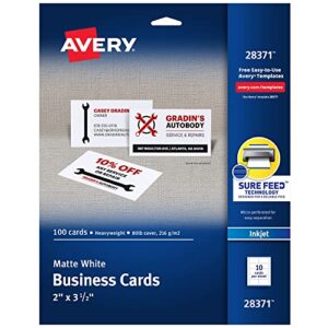 avery ink-jet printer white business cards (28371)