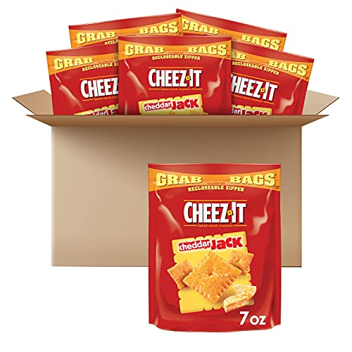 Cheez-It, Baked Snack Cheese Crackers, Cheddar Jack, 7oz (Pack of 6)