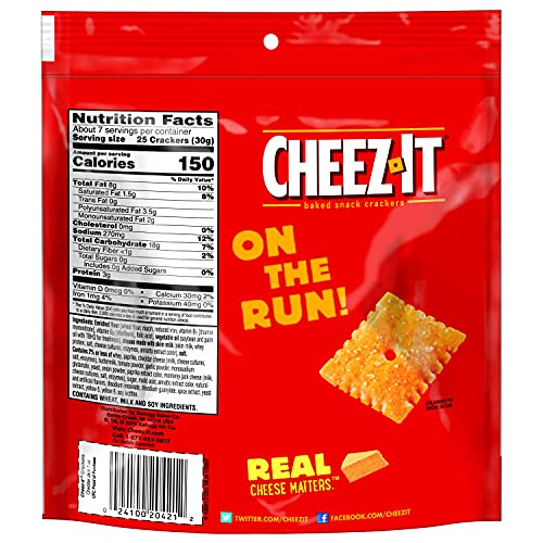 Cheez-It, Baked Snack Cheese Crackers, Cheddar Jack, 7oz (Pack of 6)