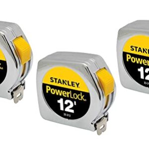 Stanley Hand Tools 33-312 3/4" X 12' PowerLock Professional Tape Measure (3 Pack)