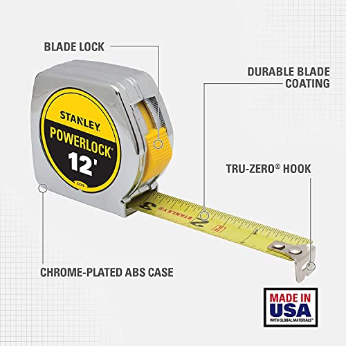 Stanley Hand Tools 33-312 3/4" X 12' PowerLock Professional Tape Measure (3 Pack)