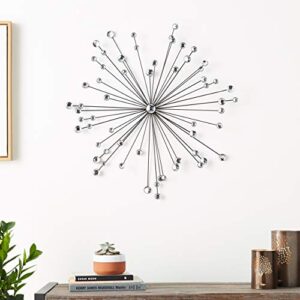 Deco 79 Metal Starburst Wall Decor with Crystal Embellishments, 30" x 3" x 30", Silver