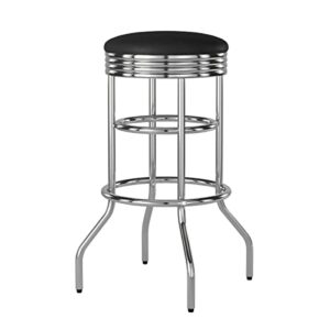 trinity chrome swivel barstool, 29-inch, black