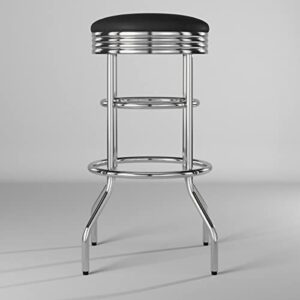 Trinity Chrome Swivel Barstool, 29-Inch, Black