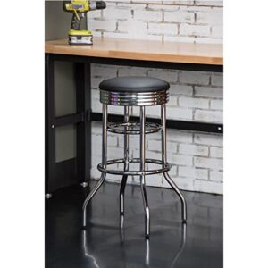 Trinity Chrome Swivel Barstool, 29-Inch, Black