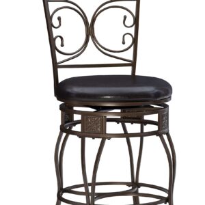 Powell Big and Tall Back Scroll Stool, Counter Height, Dark Bronze/Brown