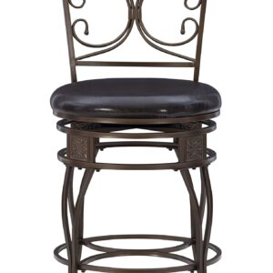 Powell Big and Tall Back Scroll Stool, Counter Height, Dark Bronze/Brown