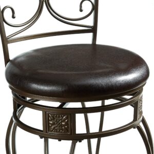 Powell Big and Tall Back Scroll Stool, Counter Height, Dark Bronze/Brown