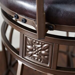 Powell Big and Tall Back Scroll Stool, Counter Height, Dark Bronze/Brown