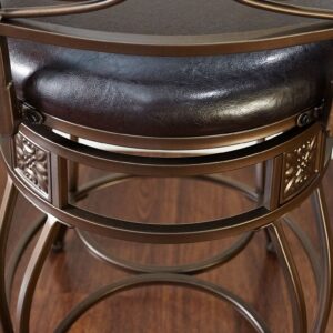 Powell Big and Tall Back Scroll Stool, Counter Height, Dark Bronze/Brown