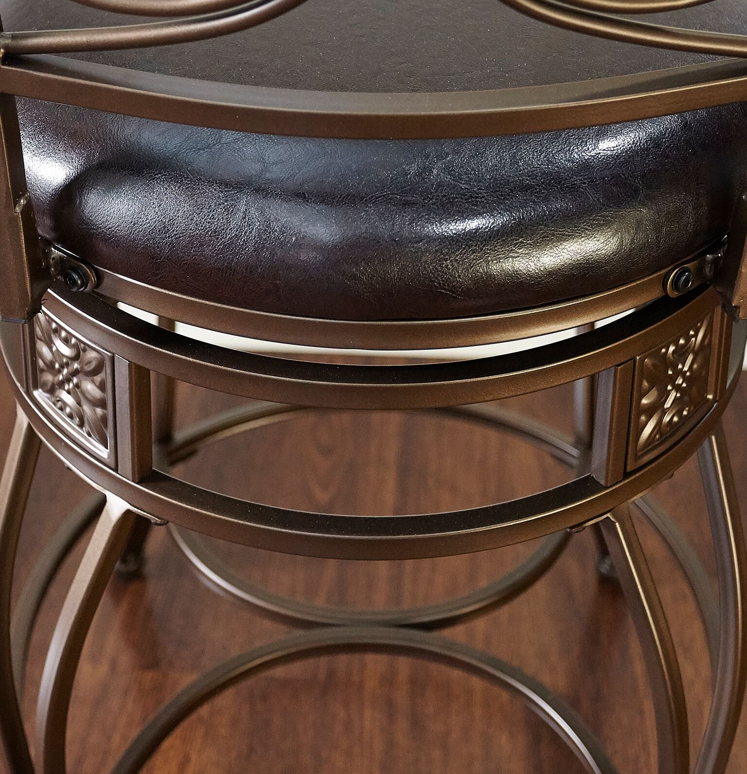 Powell Big and Tall Back Scroll Stool, Counter Height, Dark Bronze/Brown