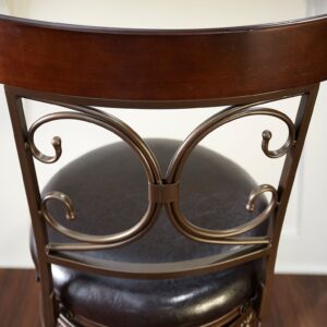 Powell Big and Tall Back Scroll Stool, Counter Height, Dark Bronze/Brown