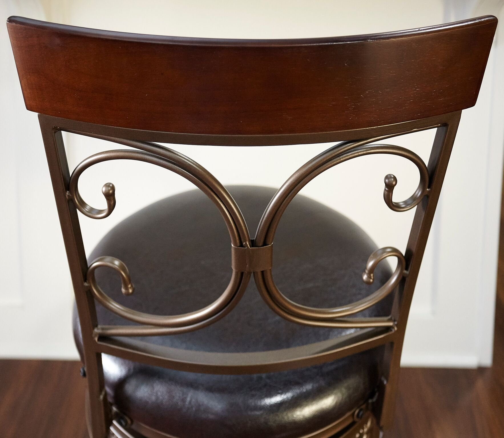 Powell Big and Tall Back Scroll Stool, Counter Height, Dark Bronze/Brown