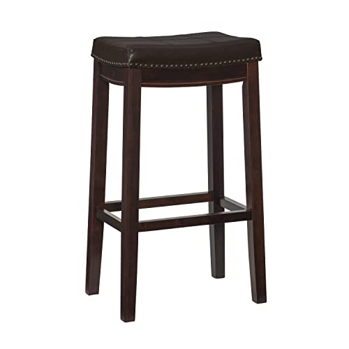 Linon Home Décor Kingston Backless Barstool by Linon, 32" x 18.75" x 13.25", Brown Patch Bar