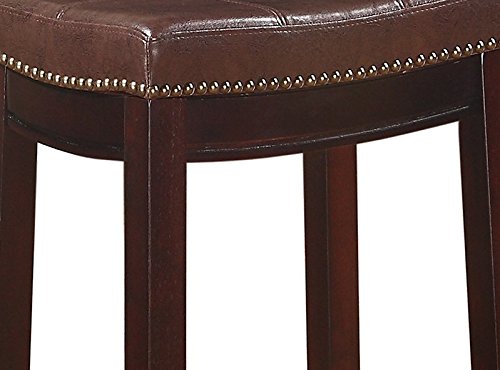 Linon Home Décor Kingston Backless Barstool by Linon, 32" x 18.75" x 13.25", Brown Patch Bar