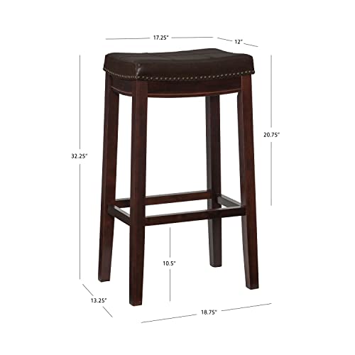 Linon Home Décor Kingston Backless Barstool by Linon, 32" x 18.75" x 13.25", Brown Patch Bar