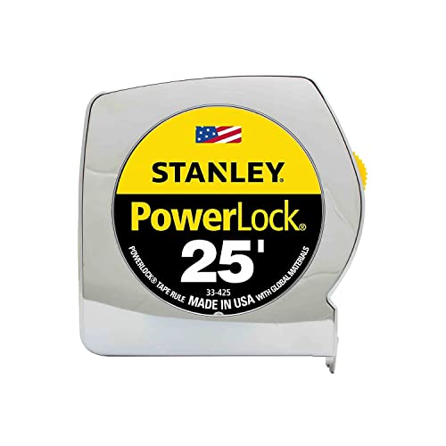 Stanley 33425 Powerlock II Power Return Rule, 1-Inch x 25ft, Chrome/Yellow