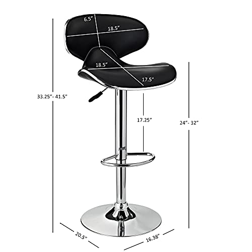 Powell Furniture Powell PU, Chrome/Black Barstool