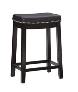 linon claridge counter stool, black, 26" x 18" x 12.75"