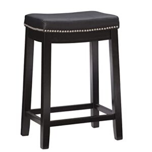 Linon Claridge Counter Stool, Black, 26" x 18" x 12.75"