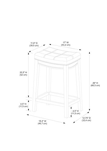 Linon Claridge Counter Stool, Black, 26" x 18" x 12.75"