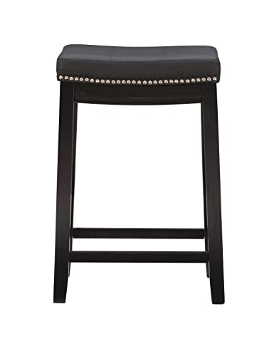 Linon Claridge Counter Stool, Black, 26" x 18" x 12.75"